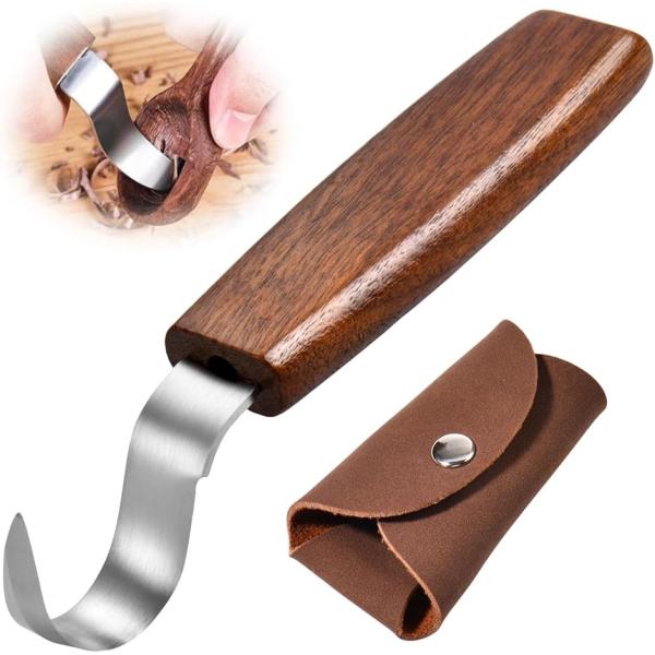 パッケージ内容: 持ち運びに便利な木彫りナイフと革製のシース材質:フック彫刻ナイフはステンレス鋼でできており、鋭い刃先、優れた耐湿性、長寿命を備えています。オーク、クルミ、その他の広葉樹を切断できますハンドルデザイン:人間工学に基づいたデザ...
