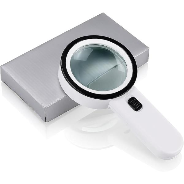 「高精度K9光学ガラスレンズ採用」 高品質なK9ガラスにより、クリアな視界と高耐久性を実現。長く使っても傷つきにくく、鮮明な拡大映像が得られます。「12個の明るいLEDライト内蔵」 リング状に配置されたLEDライトが対象物を均一に照らし、暗...