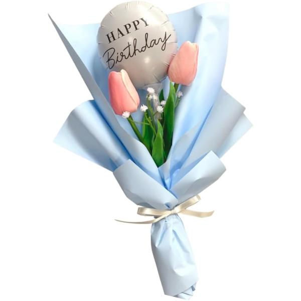 バリエーションコード : 2BUTJGOSN3「Candy Flower March」メッセージ付きフラワーバルーンブーケ/27x20cm/お誕生日、お祝い、発表会、ありがとうのシーンに優しい雰囲気のバルーンブーケ。シーンに合わせてメッセー...