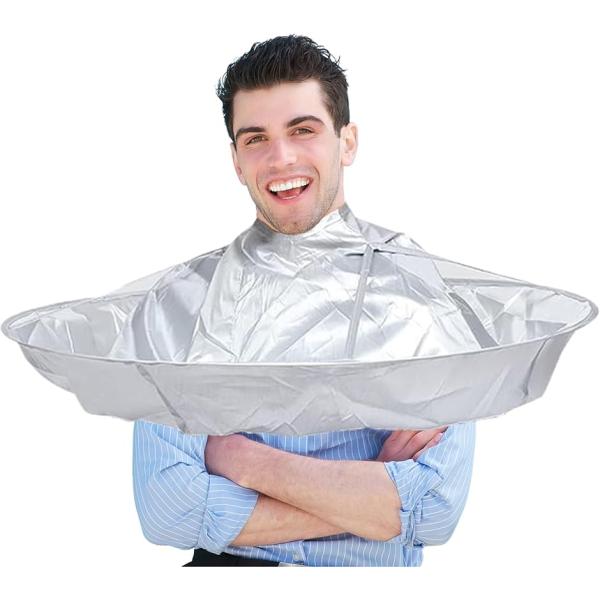 「ワンタッチで装着・調節簡単」 テープで首回りを調整できるので子供から大人まで幅広くフィット。家族みんなで使えるフリーサイズ設計です。「髪の毛を落とさず後片付けが簡単」 直径は約70cmでマント状の設計によりカットした髪が溝に集まり床に落ち...