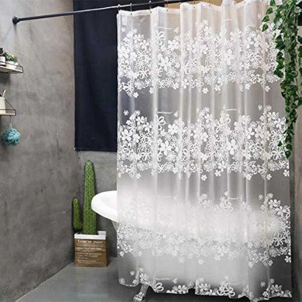 バリエーションコード : 2BUU4JXQQS清潔さをキープ：透明EVAシャワーカーテンは100%防水です。プレミアム品質で、カーテンを清潔で爽やかな状態に保ち、バスルームの壁に汚れが付着するのを防ぎます。拭き取りやすく、乾きも早いタイプも...