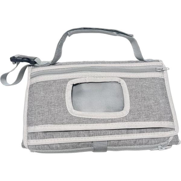 「商品仕様」ポーチサイズ：約28x18cm、おむつシート展開サイズ：約54x53cm、重量：約230g、素材：綿「車に吊り下げ可能」2way面ファスナーで、車のシートやベビーカーにも取り付けられる便利なおむつポーチ。「おむつ替えシート付き」...