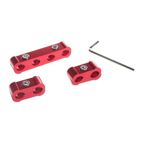 ホースなどを綺麗にまとめるパーツです。コードやホースなどを、綺麗にまとめてドレスアップ。揺れやぐらつきを抑える効果、エンジンルームのドレスアップも。アルマイトの輝き。輝くパーツで派手派手に。セット内容7cm×1　3.3cm×2　六角レンチ×...