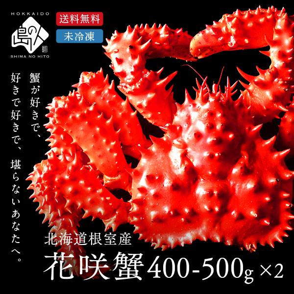 ■根室産 花咲ガニ姿（ボイル済み）400-500g前後 2杯※自然のものですのでサイズ・重量は前後する場合があります。　予めご了承の上、ご注文くださいます様、お願い申し上げます。※ボイルしてありますので、そのままお召し上がりいただけます。※...