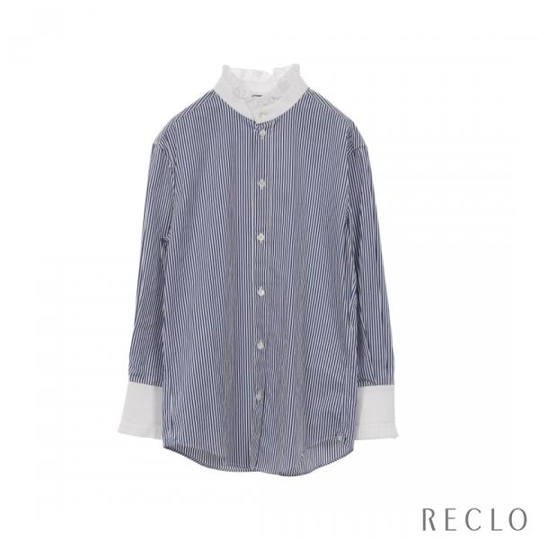 CELINE（セリーヌ） シャツ スタンドカラー 長袖 ストライプ コットン