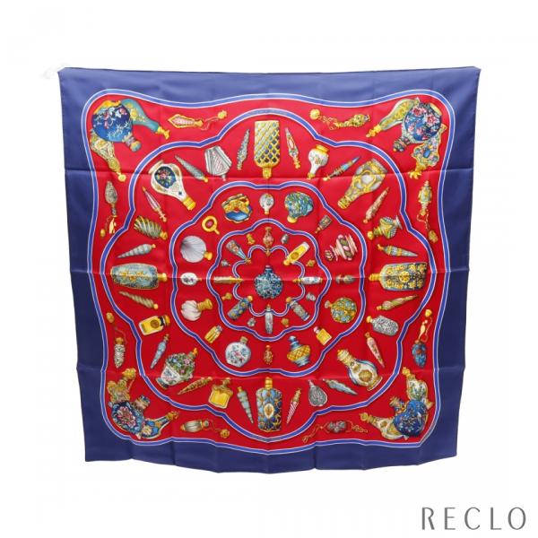 【商品番号】1022440【ブランド】HERMES【商品名】HERMES エルメス カレ90 Qu importe le flacon スカーフ シルク ネイビー レッド マルチカラー【中古】【査定結果】B【型番】【サイズ】大きさ：89 ×...