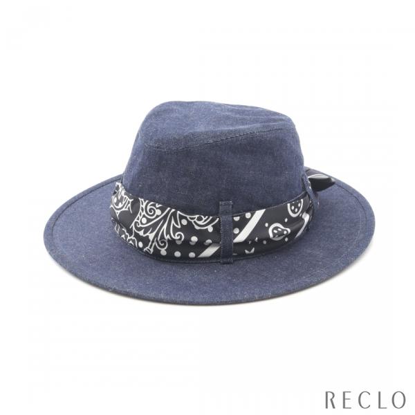 【商品番号】1033146【ブランド】HERMES【商品名】HERMES エルメス Heloise Silky ハット 帽子 コットン インディゴブルー ブラック【中古】【査定結果】A【型番】【サイズ】メーカー表示：59、頭回り：58cm、...