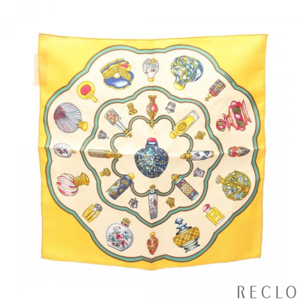 【商品番号】1035708【ブランド】HERMES【商品名】HERMES エルメス プチカレ カレ45 Qu importe le flacon スカーフ シルク イエロー マルチカラー【中古】【査定結果】S【型番】【サイズ】大きさ：42 ...