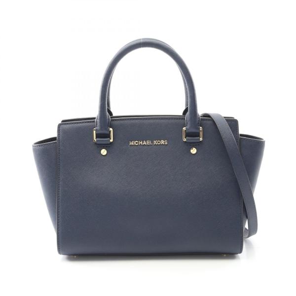 【商品番号】2101218832426【ブランド】Michael Kors【商品名】マイケルコース Michael Kors SELMA セルマ ミディアム サッチェル ハンドバッグ バッグ レザー ネイビー系 30S3GLMS2L 【中古...