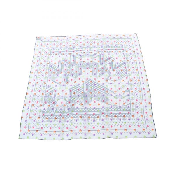 【商品番号】2104102487290【ブランド】HERMES【商品名】エルメス HERMES カレ60 SANGLES EN ZIGZAG BANBANA レインボードット スカーフ 衣料品 シルク シルク ブルー系 【中古】【査定結果】...