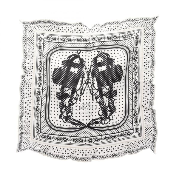 【商品番号】2106800601534【ブランド】HERMES【商品名】エルメス HERMES カレ70 BRIDES de GALA Bandana フリル スカーフ 衣料品 シルク シルク ホワイト系 【中古】【査定結果】A【型番】-【...
