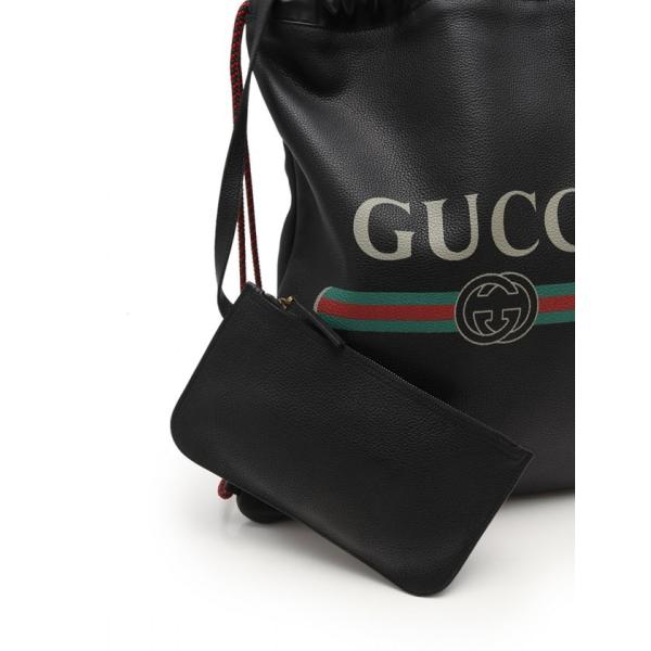 グッチ GUCCI GUCCI メンズバッグ ドローストリング ヴィンテージロゴプリント バックパック レザー 黒 2WAY ポーチ付き ...