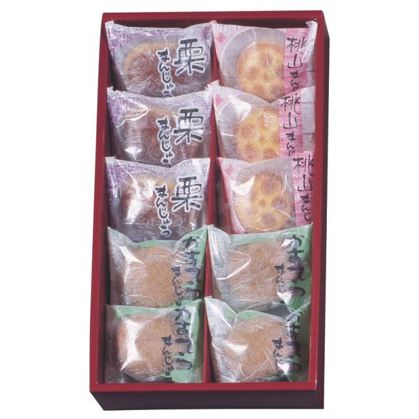 セット内容：かすてらまんじゅう（25g）×4、栗まんじゅう（25g）・桃山（28g）×各3アレルゲン：卵・乳・小麦・大豆