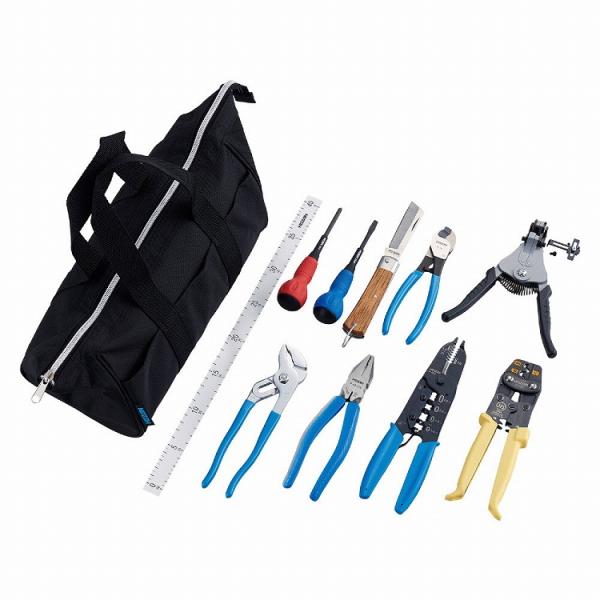 【発売日：2024年02月14日】商品説明●第一種電気工事士に役立つ工具が入った工具セット。●より線0.9 / 1.25 / 2 / 3.5 / 5.5mm2に対応したP-90-C ワイヤーストリッパーを入組。●KIP8mm2やVVR5.5...