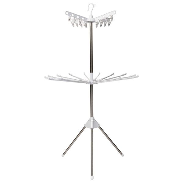 【発売日：2024年02月07日】【商品説明】タオルが16枚干せる2段パラソルタイプ。サビに強く丈夫なステンレス巻きスチールパイプを採用しています。ピンチハンガー4本（ピンチ16個付）、タオルハンガー16本。タオルがズレないクリップ付きタオ...