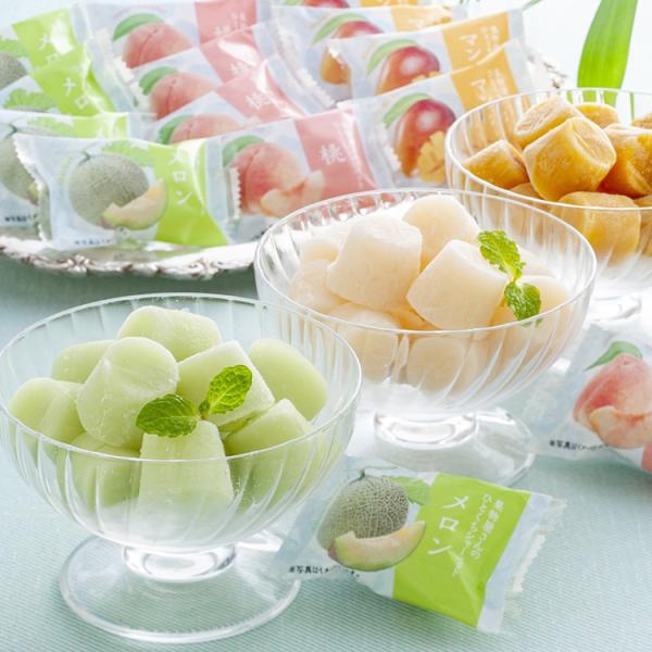 【発売日：2026年03月13日】【商品詳細】岡山の果物専門店「吉英フルーツ」おすすめのひと口サイズのシャーベット。メロン・桃・マンゴーのおいしさを詰め込んだ風味いっぱいのアイスギフトです。原材料(アレルギー表記含む):【桃】もも果汁(国内...
