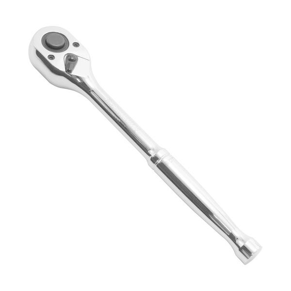 【発売日：2025年05月28日】特長●ソケット差込角1/2DR（12.7mm）の、ラチェットハンドルです。●回転が滑らかな90ギヤのラチェット機構は、送り角4°と細かい振り幅で、狭いスペースで役立ちます。●プッシュリリース機能付きで、不意...