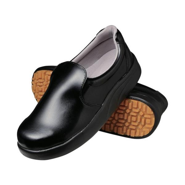 【発売日：2023年11月21日】【商品スペック】特長●水・油の上で滑りにくい「グリッドソール」搭載の厨房靴です。●中底が分厚くクッション性があります。●裏布が厚く足当たりが良い靴です。用途●厨房用。仕様●寸法(cm)：23.5●色：黒●足...