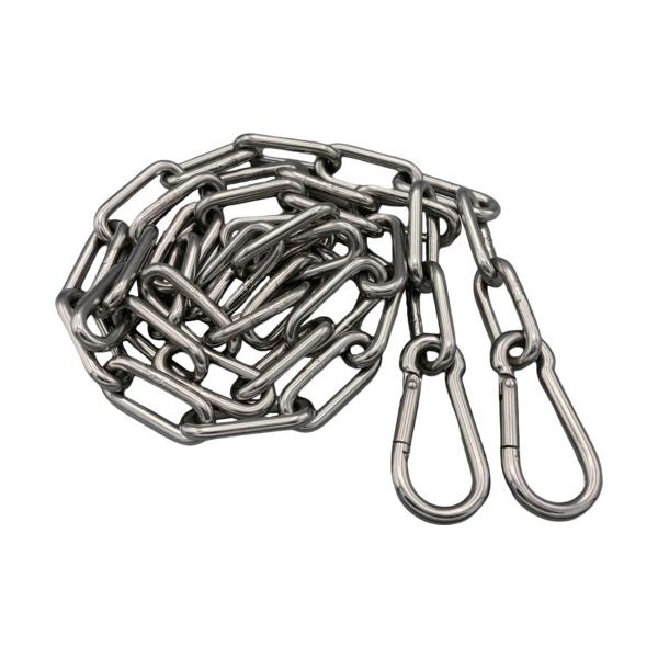 【発売日：2025年05月21日】特長●溶接チェーンは切断済み、両側にフックを取り付けています。●オールステンレス製のため、防錆性・耐候性に優れています。用途●転倒防止、進入禁止、境界用の仕切りに。仕様●全長(m)：2●線径d(mm)：4●...