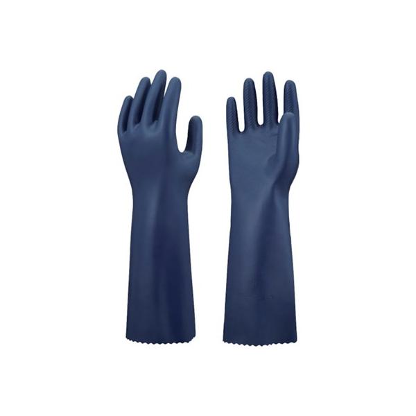 【発売日：2024年04月24日】特長●ニトリルゴム製化学防護手袋よりも6cm長いロングタイプです。●波型のスベリ止めパターンにより、スベリ止め効果を発揮します。●ニトリルゴム製のため、油に対して耐久性があり丈夫です。用途●機械工業●石油・...