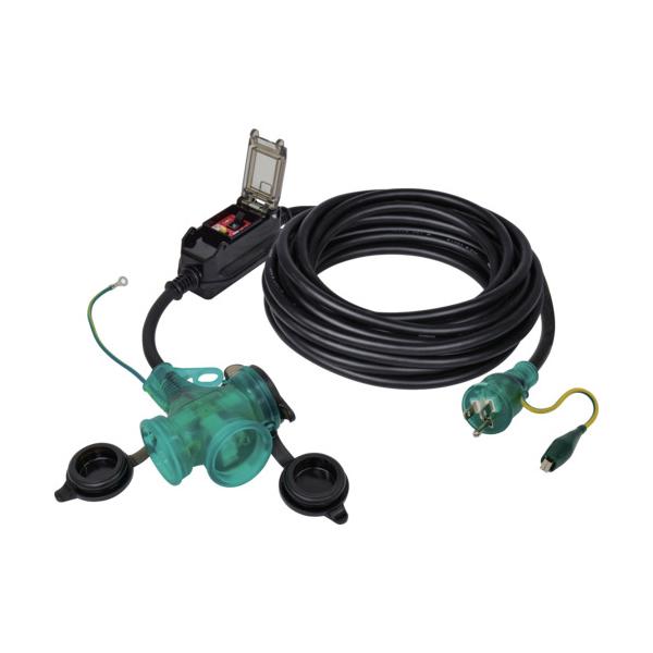 【発売日：2025年07月28日】●雨天屋外でも安心の防雨型です。●家庭や事務所の電源を使用する工事に。●コンセント仕様形状：［［三相１］］●電線仕様長さ(m)：10●電線仕様芯数(C)：3●漏電保護：○●作動時間：漏電0.1秒以内●漏電遮...