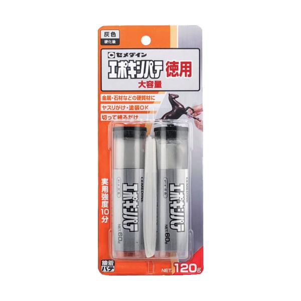 【発売日：2025年07月28日】●金属のように固まるパテです。●切って練るだけ、硬化後は塗装ができます。●家具、ブロック塀、石材等の欠けた部分の復元補修やくぼみ部、深い亀裂、傷跡の充てんに。●色：灰色●容量(g)：60×2●硬化時間（23...