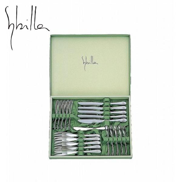 【発売日：2023年11月21日】■商品説明1963年生まれのスペインのマドリッドを本拠地とする女性デザイナーシビラがデザインするカトラリーセット。飽きの来ないシックな見た目と持ち手の花のデザインが魅力的。さじ部分の幅が狭く、上品に食事をと...