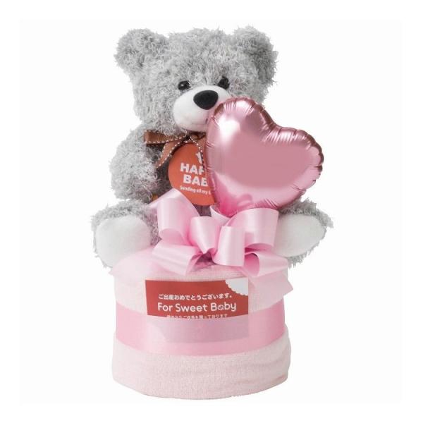 【発売日：2025年01月10日】【商品詳細】かわいいオムツケーキにくまちゃんのぬいぐるみを添えて…。HAPPYBABYのカード付き。 生産地:日本 現品サイズ・内容:パンパース紙おむつSサイズ10枚・約34×76cmタオル1枚・綿100％...