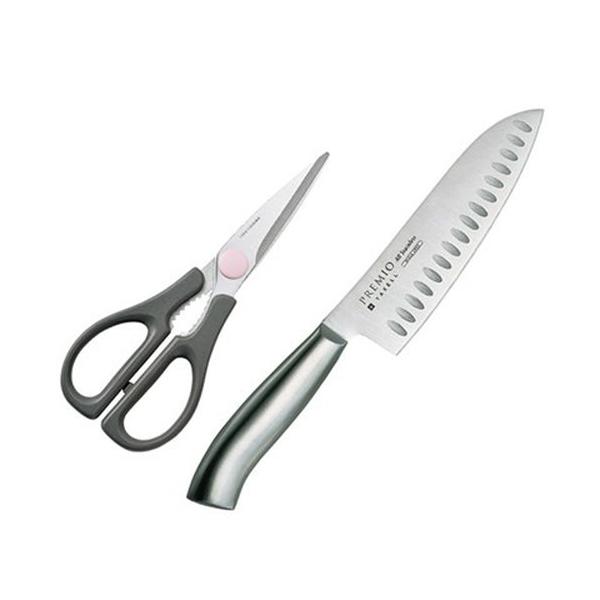 【発売日：2024年11月14日】プレミオのオールステンレス三徳・キッチンバサミセット特長オールステンレスなので継ぎ目がなく、目詰まりしないので衛生的。軽くて使いやすい三徳包丁とキッチン鋏のセットです。包丁の刃付けは日本です。仕様メーカー品...