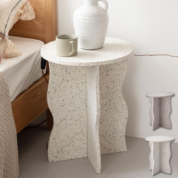 【発売日：2024年01月10日】■商品サイズ幅40×奥行40×高さ48cm■素材繊維板 ラッカー塗装■重量4kg■生産国中国■特徴●テラゾー柄と呼ばれる石の様な模様を施したトレンド感のあるシリーズ。オブジェの様な存在感で、個性ある空間を演...