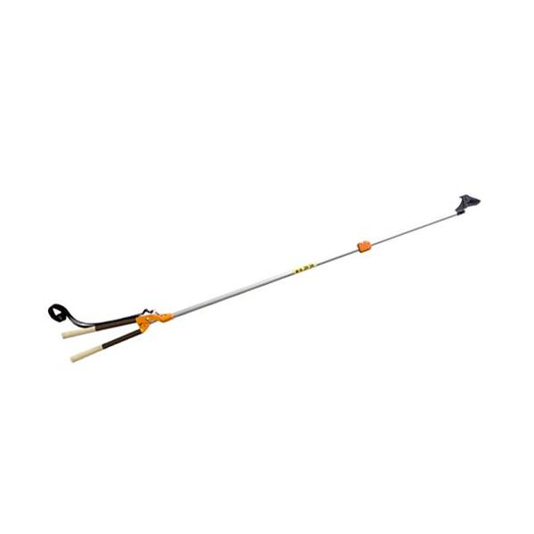 【用途】太枝切り。【機能・特徴】1.8〜2.55ｍまで伸縮（3段階）。30mmまでの太い枝を切断（生木）。肩掛けベルト付き。【仕様】●テフロン加工（上刃）。【商品サイズ】奥行1800×幅145×高さ35mm　重量1720g