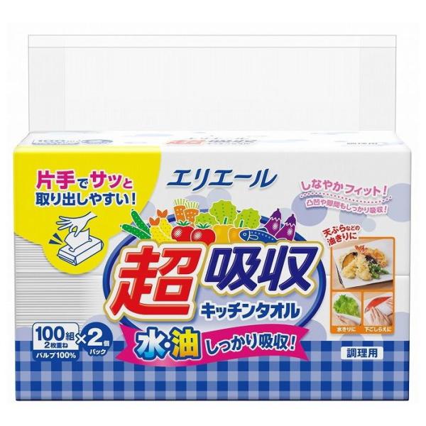 【発売日：2025年01月28日】【商品説明】●ロールタイプ＊４本分と同枚数なのに、コンパクト！片手でサッと取り出せます。※当社ロールタイプ５０カット●エンボス加工シートの厚みを向上させ、当社従来品よりも吸収力アップを実現。●水や油をたっぷ...