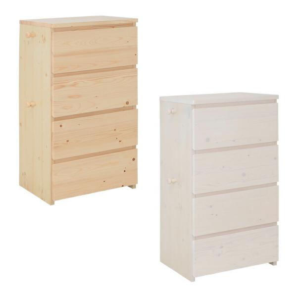 【発売日：2019年02月28日】天然木チェスト【サイズ】●外寸◎幅：52.5cm◎奥行：35cm◎高さ：90cm●内寸【引き出し】×4◎幅：43.5cm◎奥行：27.4cm◎高さ：10.95cm【製品材質】パイン材(ラッカー塗装)プリント...