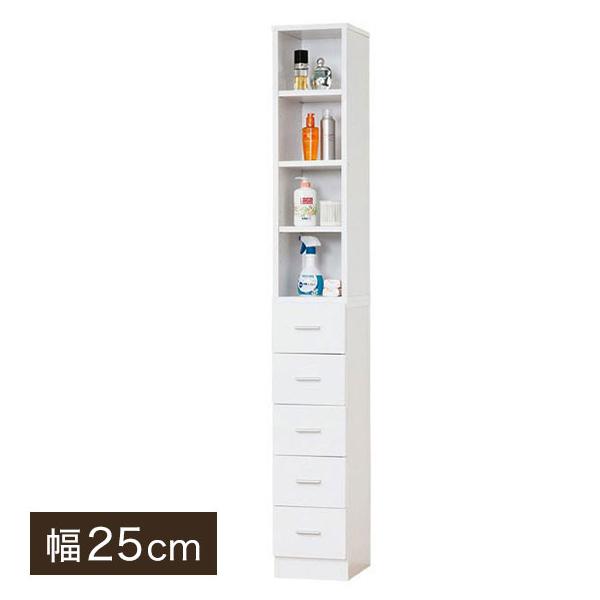 【発売日：2013年02月18日】鏡面すきま収納 タオルストッカーW25【商品サイズ】約 幅25×奥行31×高さ178cm【引出内寸】(5杯) 約 幅18.5×奥行23.5×高さ10.5cm【ラック内寸】(2ヶ所) 約 幅21.5×奥行27...