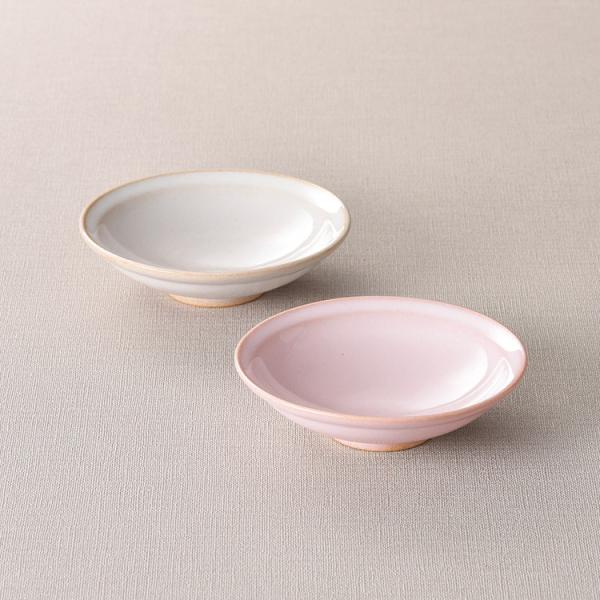 【発売日：2025年11月04日】土ものらしい柔らかな風合いのピンクと白のペア鉢です。陶器径12.5×3.5cm