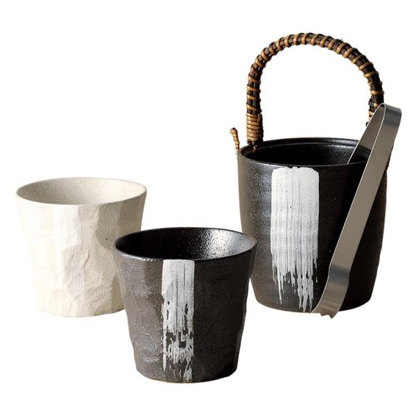 【発売日：2025年11月04日】アイスペール（径10×10cm）・トング×各1、カップ（径9×8.5cm）×2アイスペール・カップ:陶器、トング:ステンレス電子レンジOK カップのみ