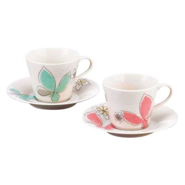 【発売日：2025年11月04日】ハナエモリのシンボルでもある蝶が優雅に描かれたカップ&amp;ソーサーのセットです。ティータイムを上品にしてくれます。家庭用食洗機使用可。カップ（径8.5×7cm・200ml）・ソーサー（径14×2cm）×...