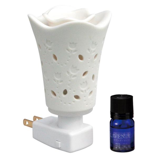 【発売日：2025年11月04日】夜の足元を優しく照らしてくれます。レリーフになった立体的なランプで、チューリップの柄が浮かび上がります。脱着式の上皿アロマ入れは洗えて便利。ラベンダーオイル付。本体（7×8.5×11.5cm）・アロマオイル...
