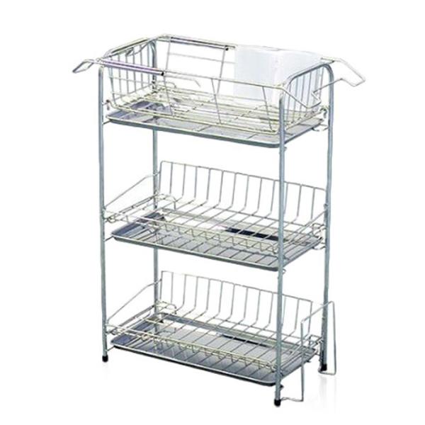 【発売日：2023年11月13日】【商品名】3段水切りバスケットスライド式　スリム【サイズ】幅20×奥行41×高さ58cm（上段バスケット：約幅20×奥行40×高さ10cm）【材質】ステンレス鋼、ポリプロピレン、天然ゴム【生産国】中国【商品...
