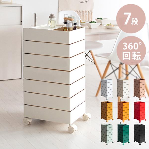 【発売日：2024年12月19日】丸みのあるデザインが可愛い多段トローリーワゴン『Pluna（プルーナ）』。4輪キャスターでラクラク移動できます。棚はそれぞれ360度回転式で取り出しやすく、リビングや寝室、デスクなど色々なシーンでマルチにお...