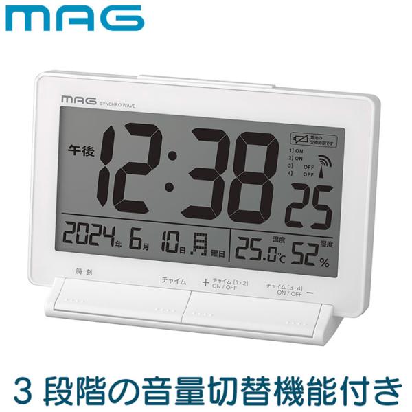 【発売日：2024年11月19日】【商品説明】機能:電波時計（JJY)、時刻表示、カレンダー表示、温度/湿度表示、12/24時間表示切替、電池交換お知らせ表示、プログラムチャイム（最大4回）、音量切替、ライト電源:単3形アルカリ乾電池x2材...