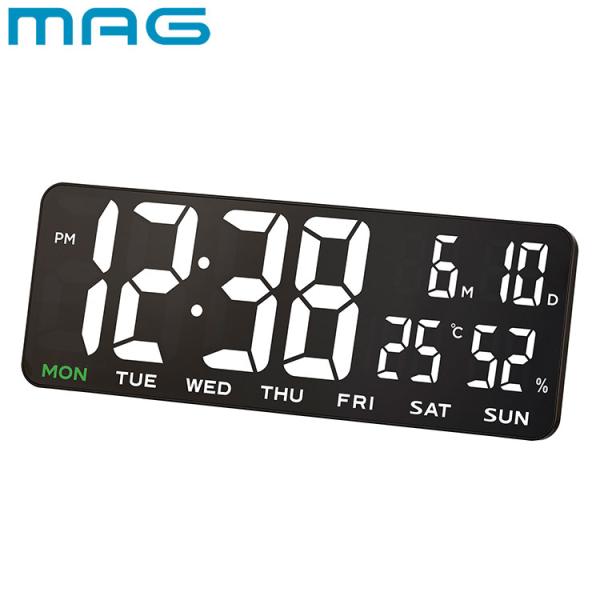 【発売日：2024年11月19日】【商品説明】機能:置掛兼用、時刻表示、カレンダー表示、温度/湿度表示、12/24時間表示切替、夜間２段階自動減光機能電源:バックアップ用：CR2032材質:枠：ABS樹脂、風防：PET樹脂原産国:中国