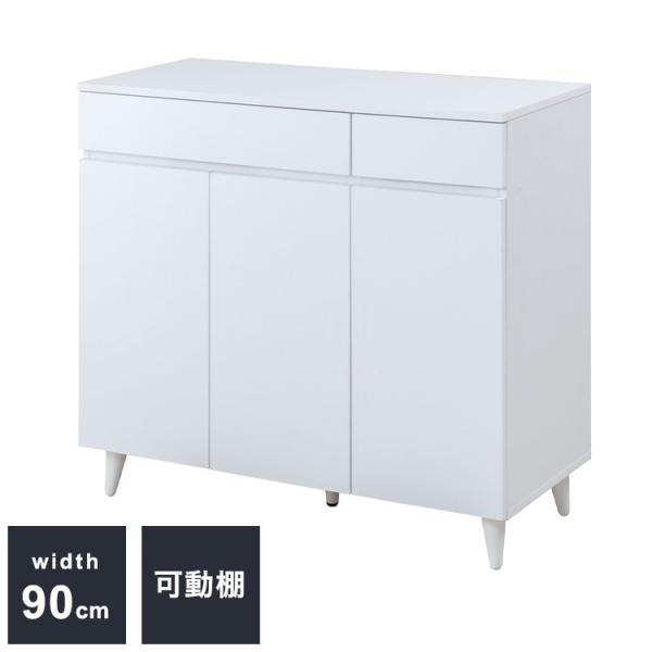 【発売日：2024年03月22日】明るいホワイトカラーをベースに引出しと扉を使いやすい位置に配置したキャビネットシリーズ。引出しには、小物などのアイテムが収納できます。扉内には移動ができる棚板が2枚あり、収納する物に合わせて高さを変える事が...
