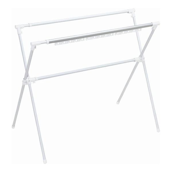 【発売日：2022年12月22日】清潔感のあるホワイトカラーの大容量布団干し。シングルふとんが約4枚干せます。洗濯物がほせるピンチ・ハンガー掛けつき。（ピンチ・ハンガーは付属していません。）使用時サイズ（約）幅134〜230×奥行76×高さ...