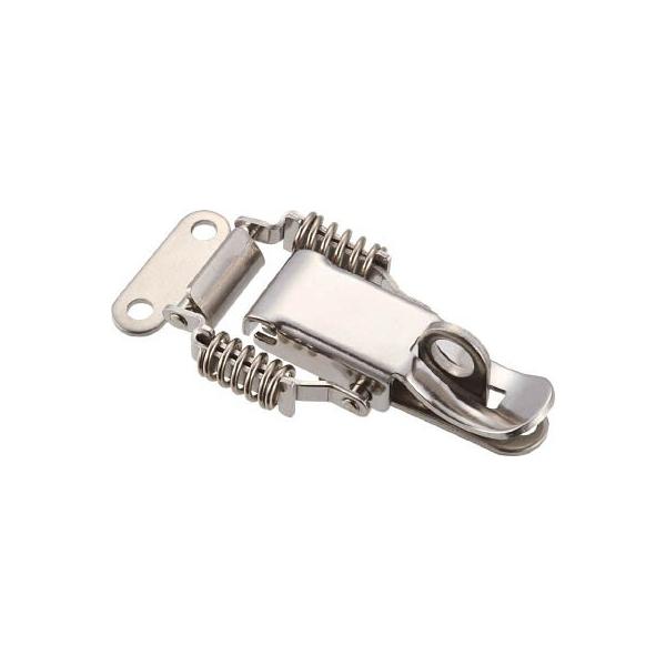 【発売日：2017年02月03日】【商品詳細】●南京錠で施錠出来ます。●スプリングの作用で締め付けができます。●本体取付穴・受け穴寸法:5.2mm●鍵穴径:10mm●ステンレス（SUS304）生産国：日本重量：188g