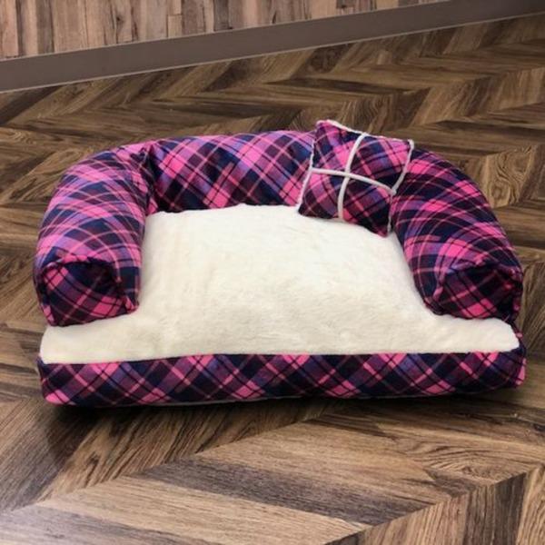 【商品名】 Pet Bed（ペットベッド）あご置きクッション付き ピンク×ホワイト