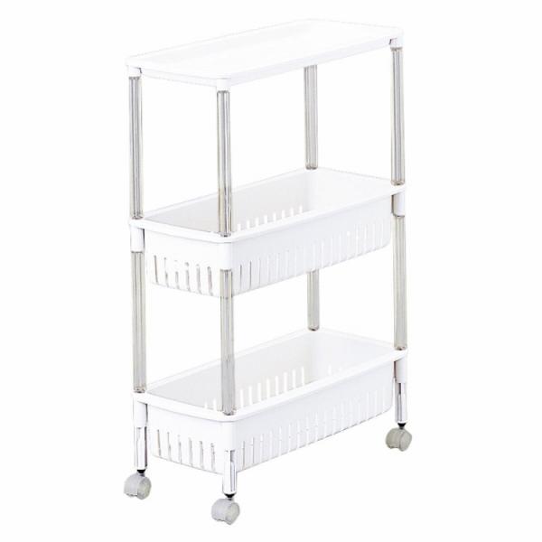 【発売日：2025年09月29日】【商品説明】キッチンやリビング、サニタリーの整理に便利なテーブル付きワゴンです。隙間に最適なスリムタイプです。深型のメッシュカゴは、高さのある物も倒れ落ちる心配がないです。キャスター付きで部屋中をラクに移動...