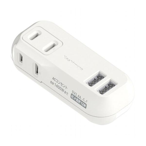 【発売日：2023年11月02日】【商品説明】ACコンセント２つ、USBポート2つ搭載したコンパクトな電源タップ。リバーシブルUSBポートなので表裏気にせず挿せる。ACコンセントは大きいアダプタも挿せる正面、側面設置。収納できるACプラグで...
