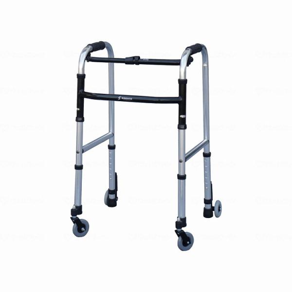 【発売日：2023年06月29日】キャスターが標準装備された使いやすい49cm幅の固定型歩行器3インチ回転キャスター＋グライディングブレーキ付3インチキャスター○新しいスタンダードサイズ！４９cm幅日本人の体格、廊下の幅に合わせて、従来モデ...