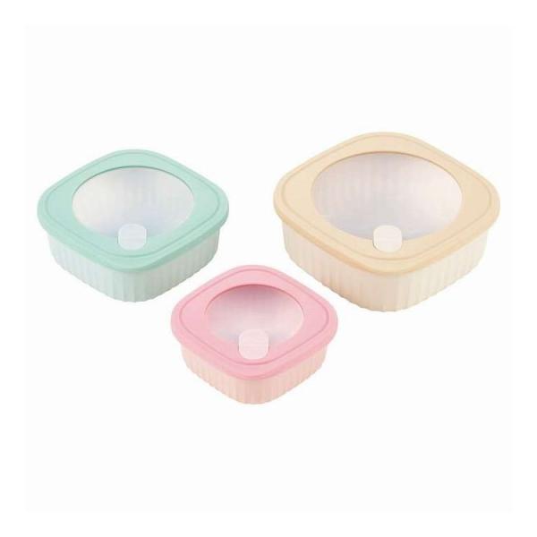 【発売日：2025年12月25日】【商品詳細】優しくナチュラルな風合いの保存容器セット。蒸気穴付きでフタをしたまま電子レンジで温めることができる保存容器。パッキン付でしっかりしまるので、中身が漏れにくいです。容器の角は丸くなっているので汚れ...